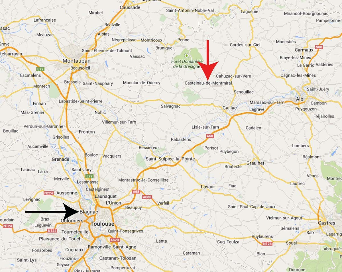 Map-of-Castelnau-de-Montmiral-&-Toulouse Blagnac – The Painting School ...